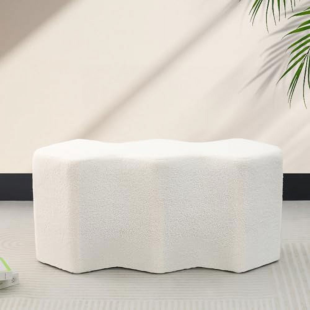 Modern Ottoman Bench, 35" Boucle Padded Foot Rest Stool End of Bed ...