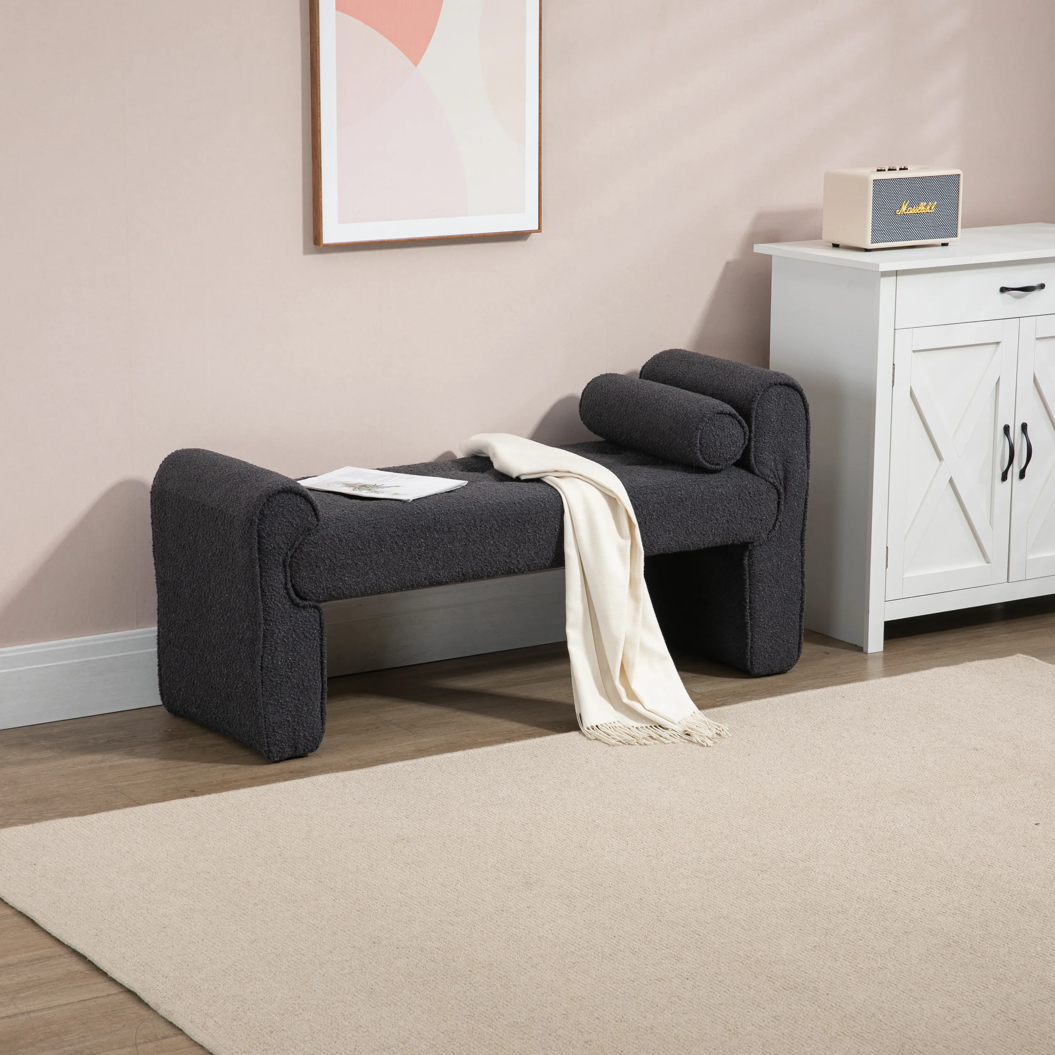 Modern Ottoman Bench, Bed stool made of loop gauze, End Bed Bench ...