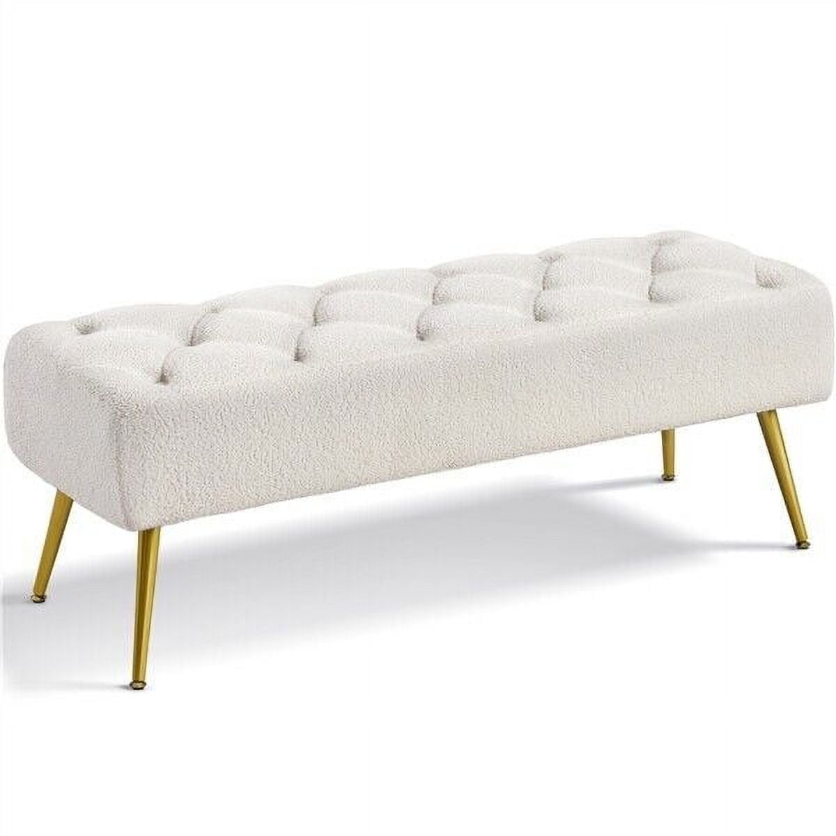 Modern Ottoman Bench Boucle Bench Upholstered Footrest for Living Room ...