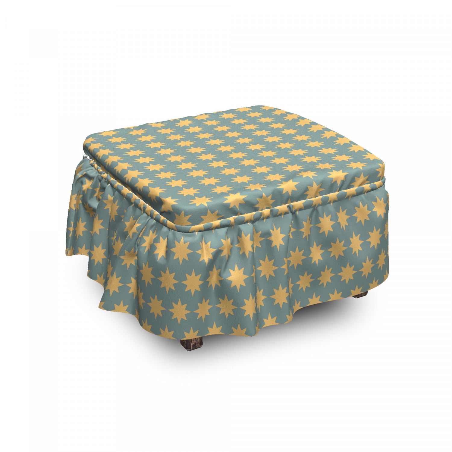 Modern Ottoman Cover, Starry Night, 2 Piece Slipcover Set with Ruffle ...