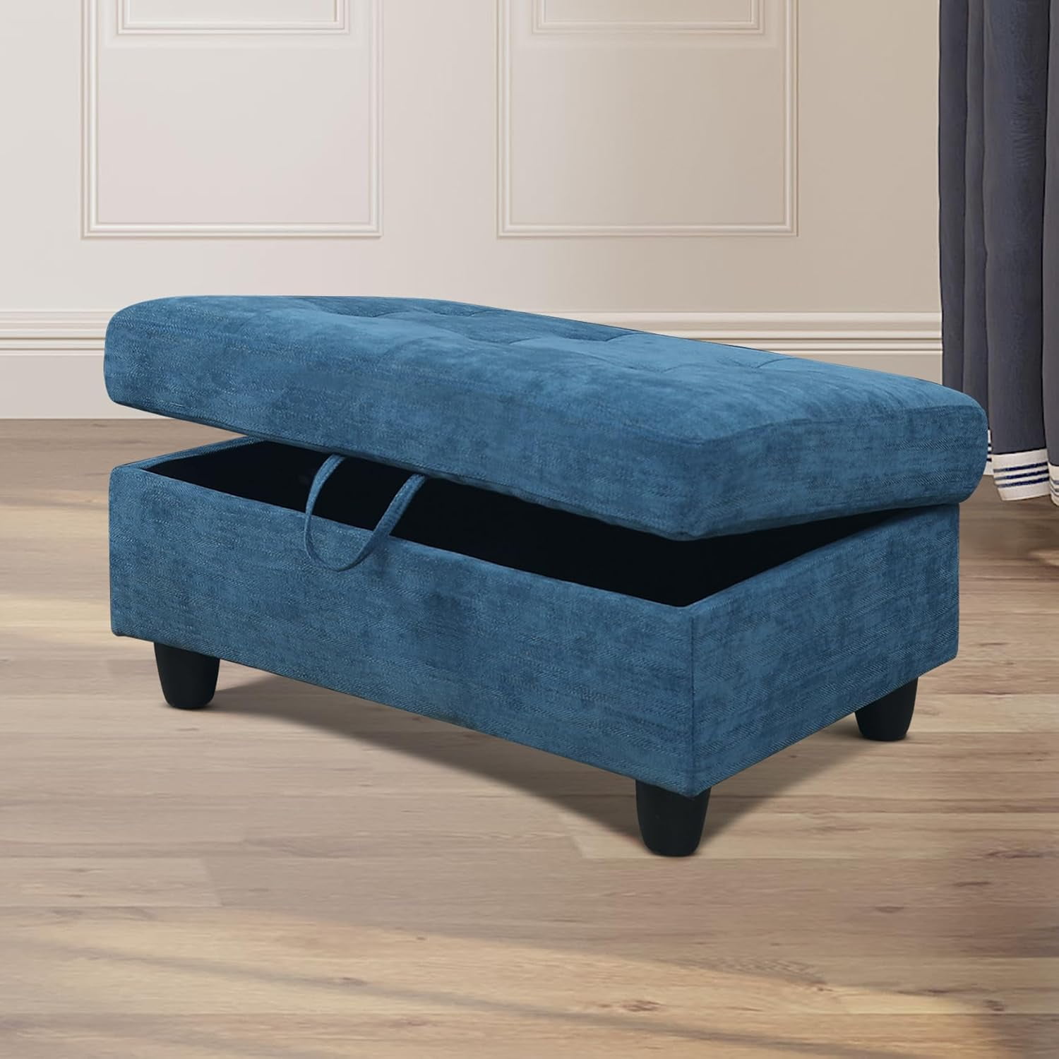 Modern Ottoman with Storage: Comfy Flannel Cube Foot Stool for Living ...