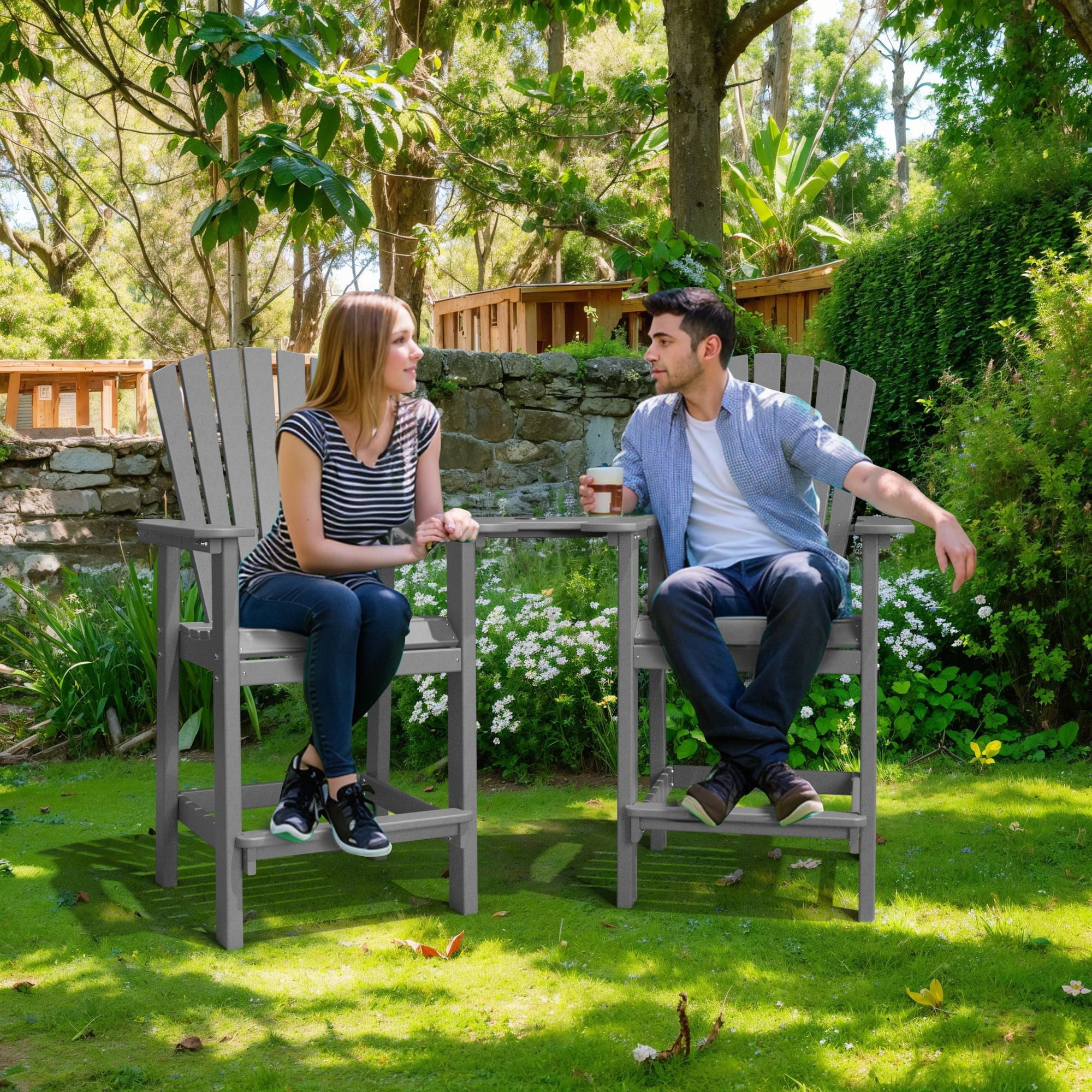 Modern Outdoor Bar Stools Set of 2 or 4 - with Ergonomic Adirondack ...