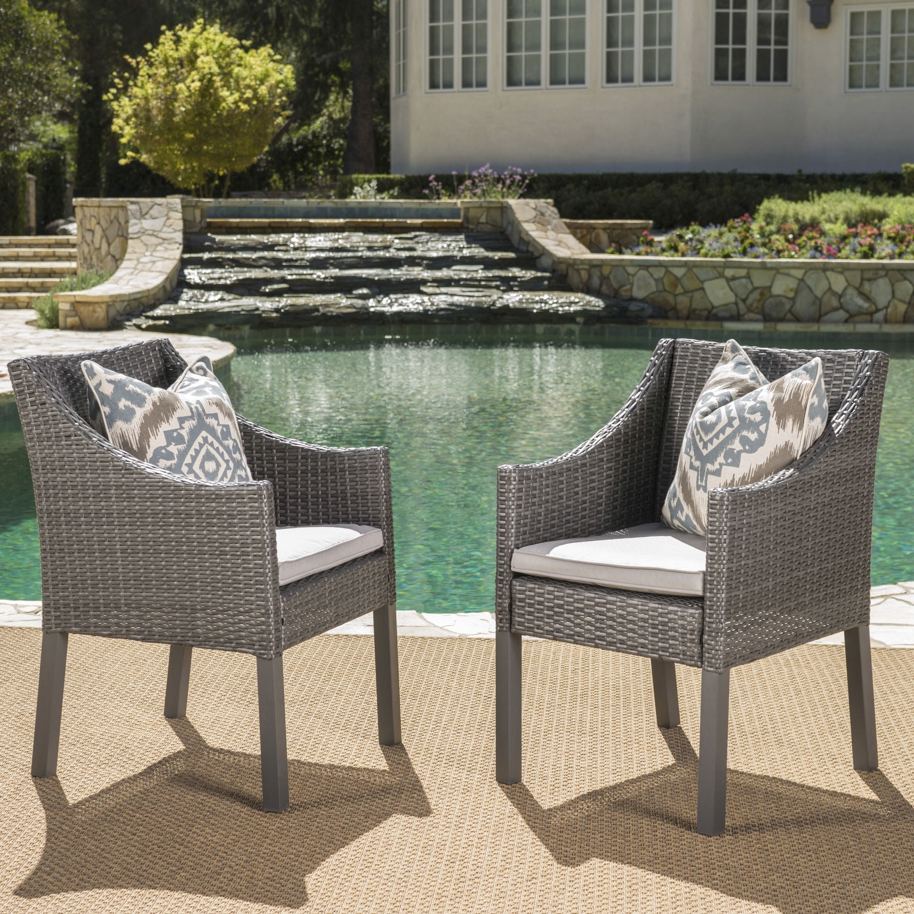 Modern Outdoor Dining Chairs in Grey Color / Straight Legs for Stable ...
