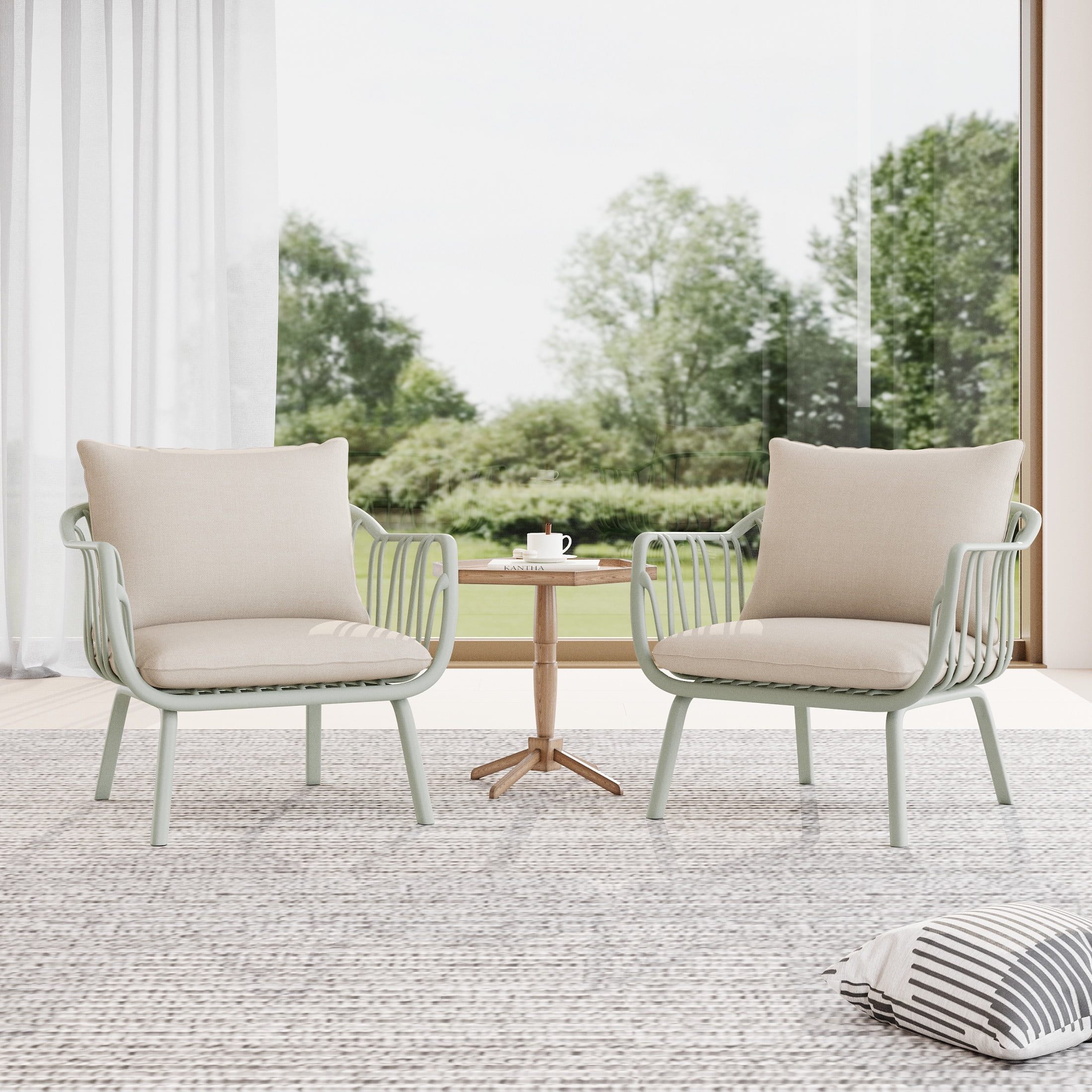 Modern Outdoor Patio Club Chairs with PP Frame, Weather-Resistant ...