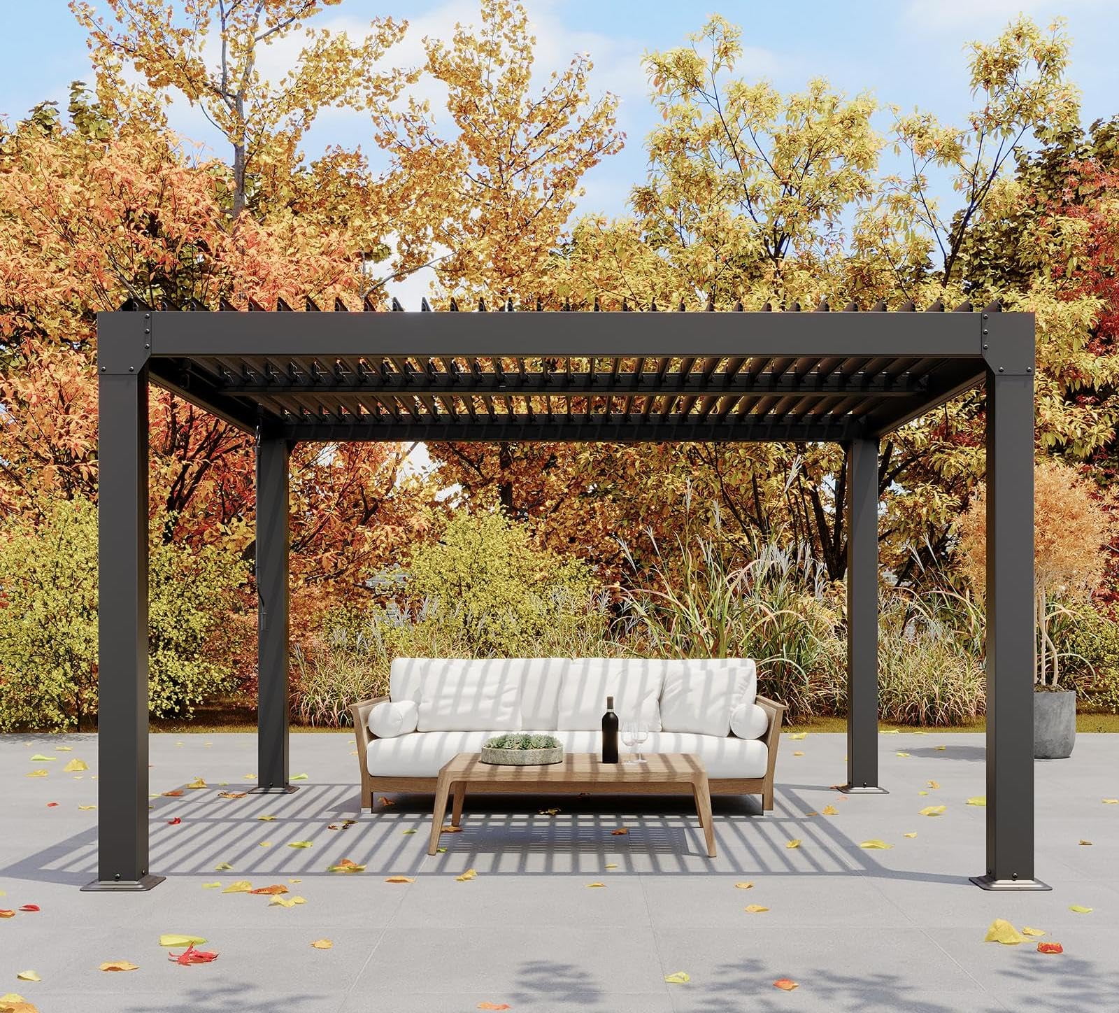 Modern Outdoor Pergola with Adjustable Roof - Easy Assembly 12x10 FT ...