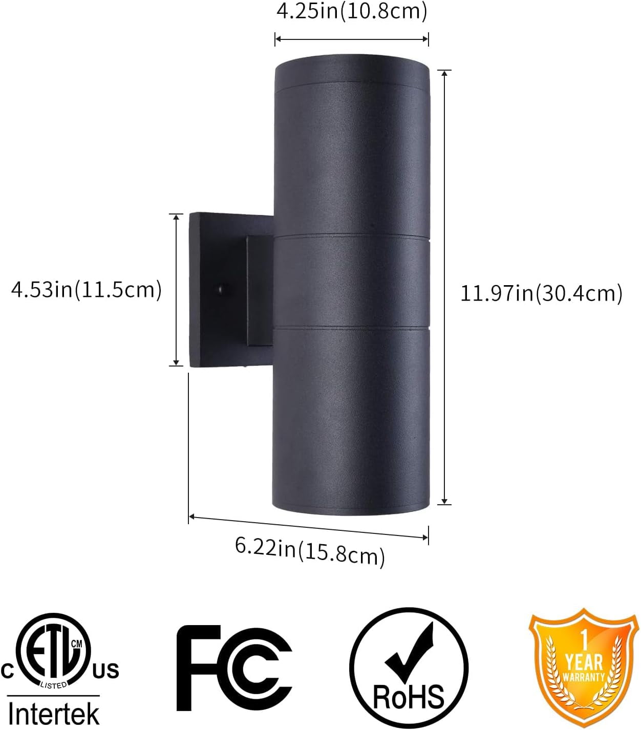 Modern Outdoor Porch Light Light in 2 Lights with Aluminum Cylinder and ...