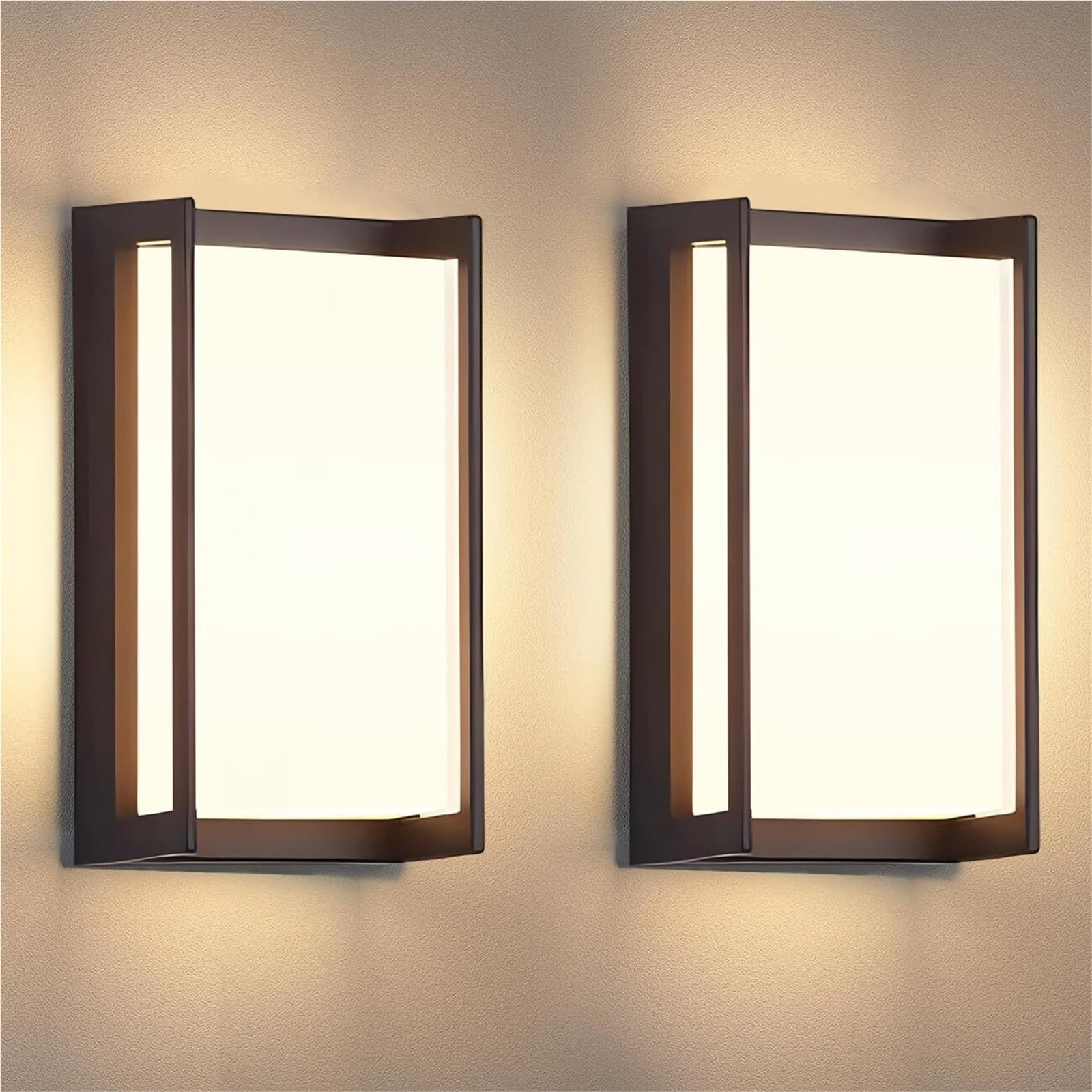 Modern Outdoor Wall Lights 2 Pack, LED Outdoor Porch Lights 3 Colors ...