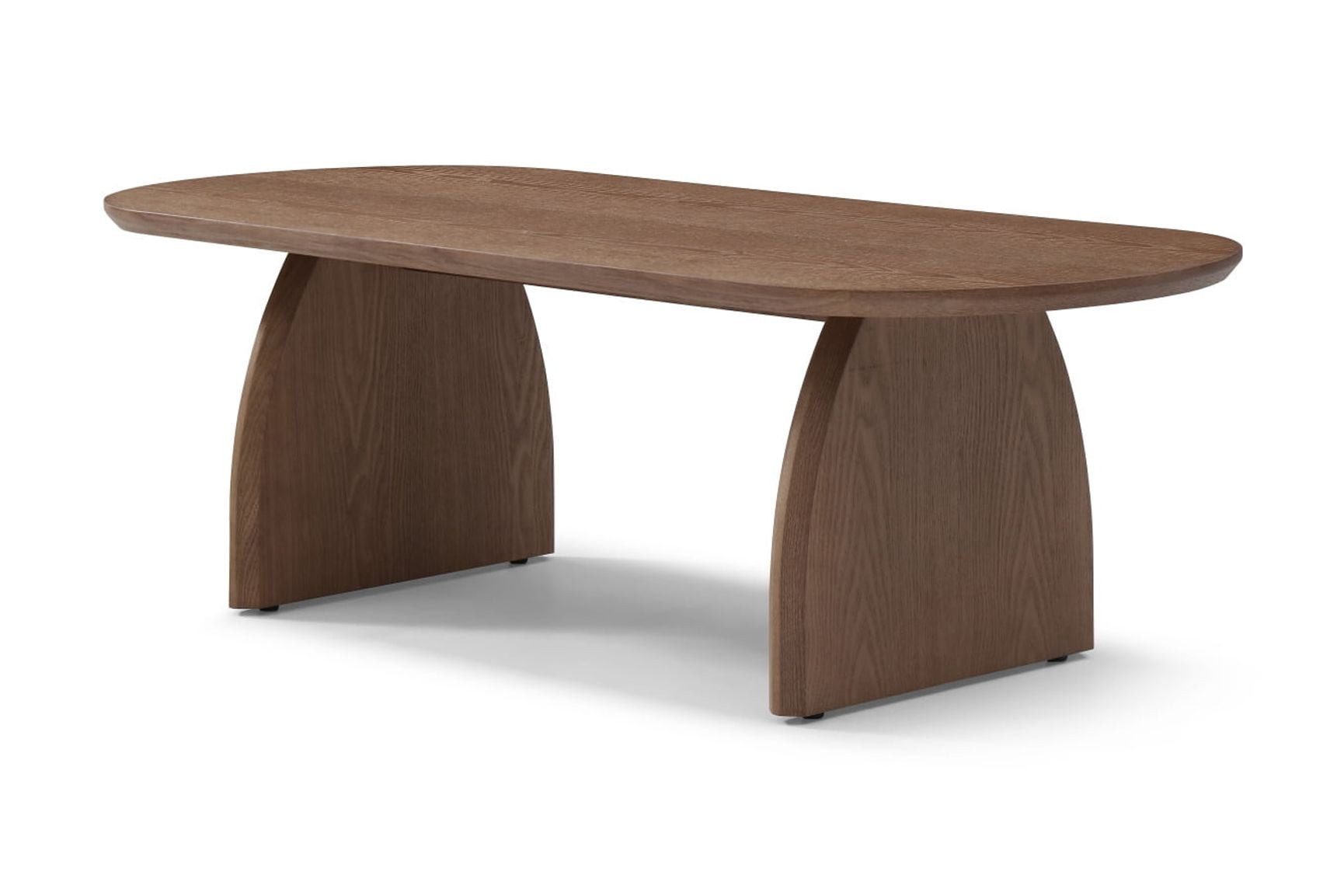 Modern Oval Coffee Table with Solid Wood Top, Curved Base Living Room ...
