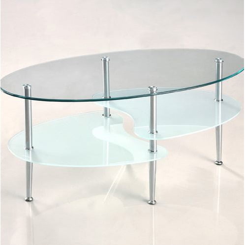 Modern Oval Glass Coffee Table with Chrome Metal Legs - Walmart.com