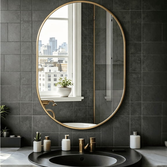 Oval Gold Mirror