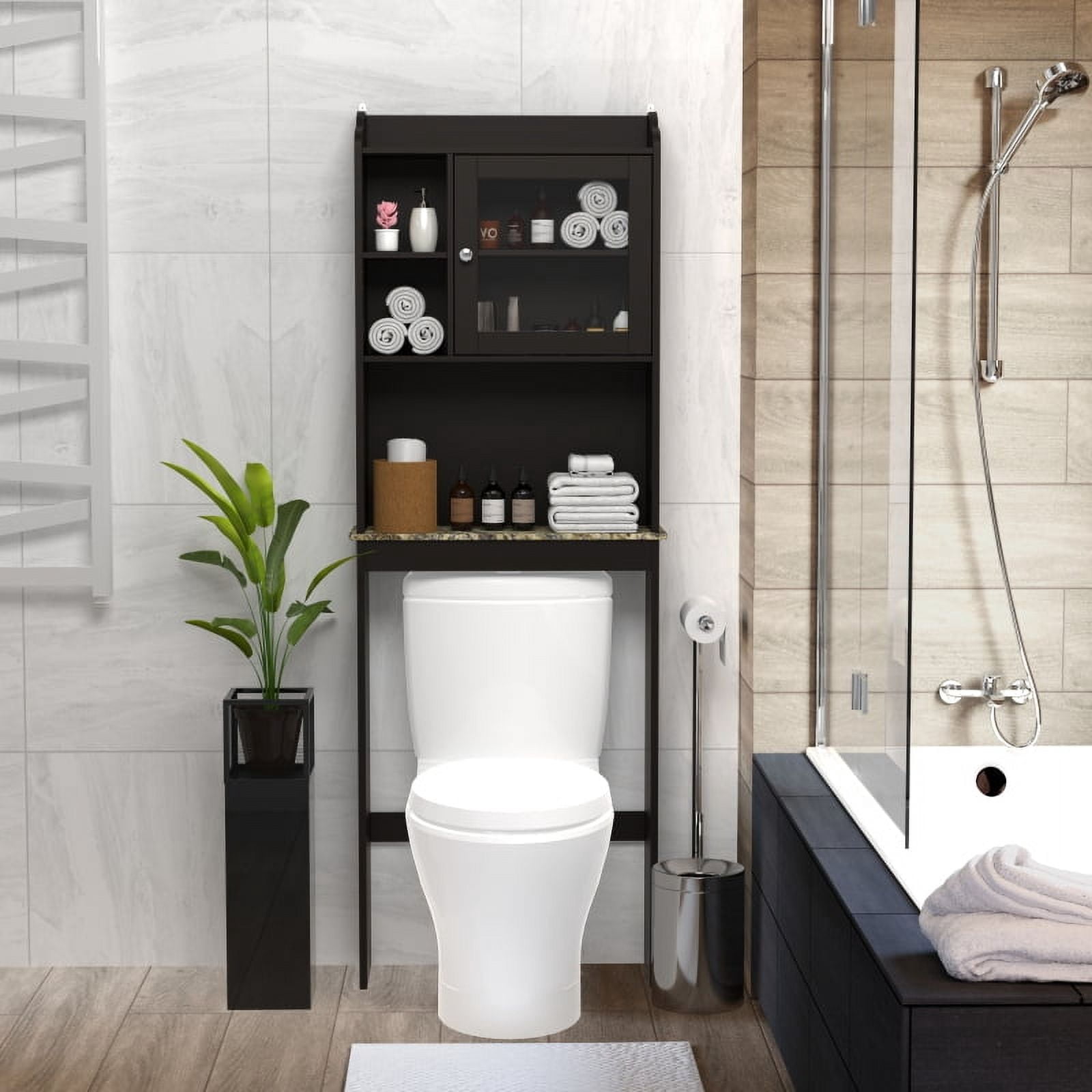 Modern Over-The-Toilet Storage Cabinet, Freestanding Bathroom Organizer ...