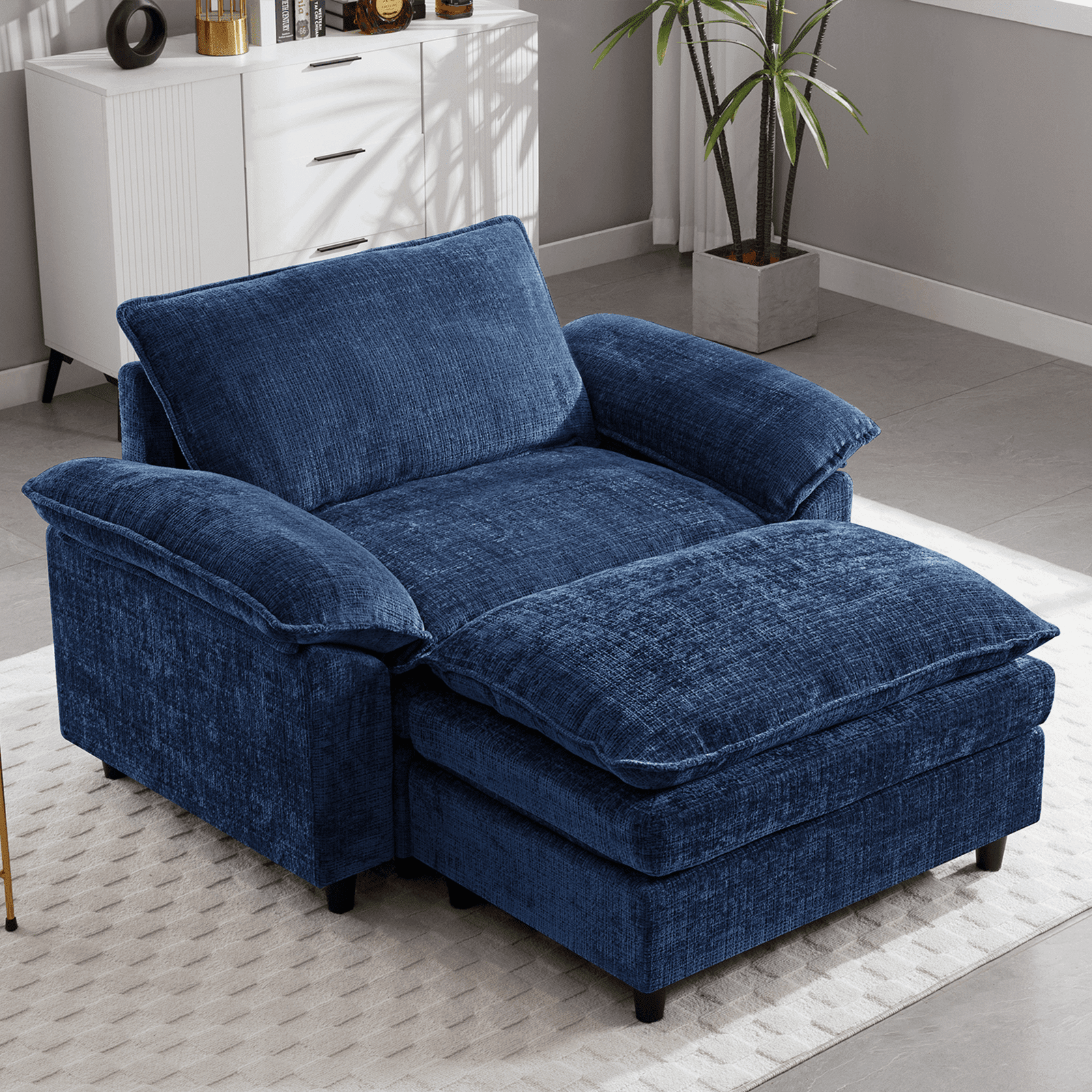 Modern Oversized Accent Chair,Comfy Chenille Single sofa Armchair with ...