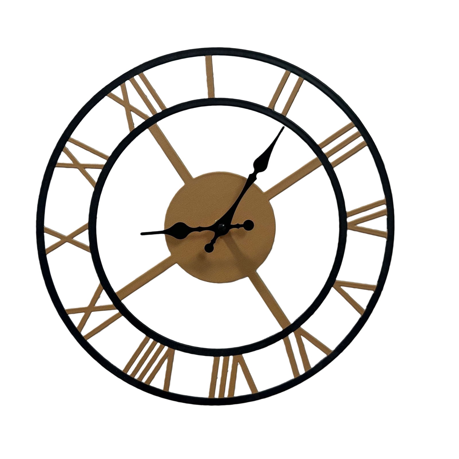 Modern Oversized Arabic Roman Numerals Metal Wall Clock Operated Quiet ...