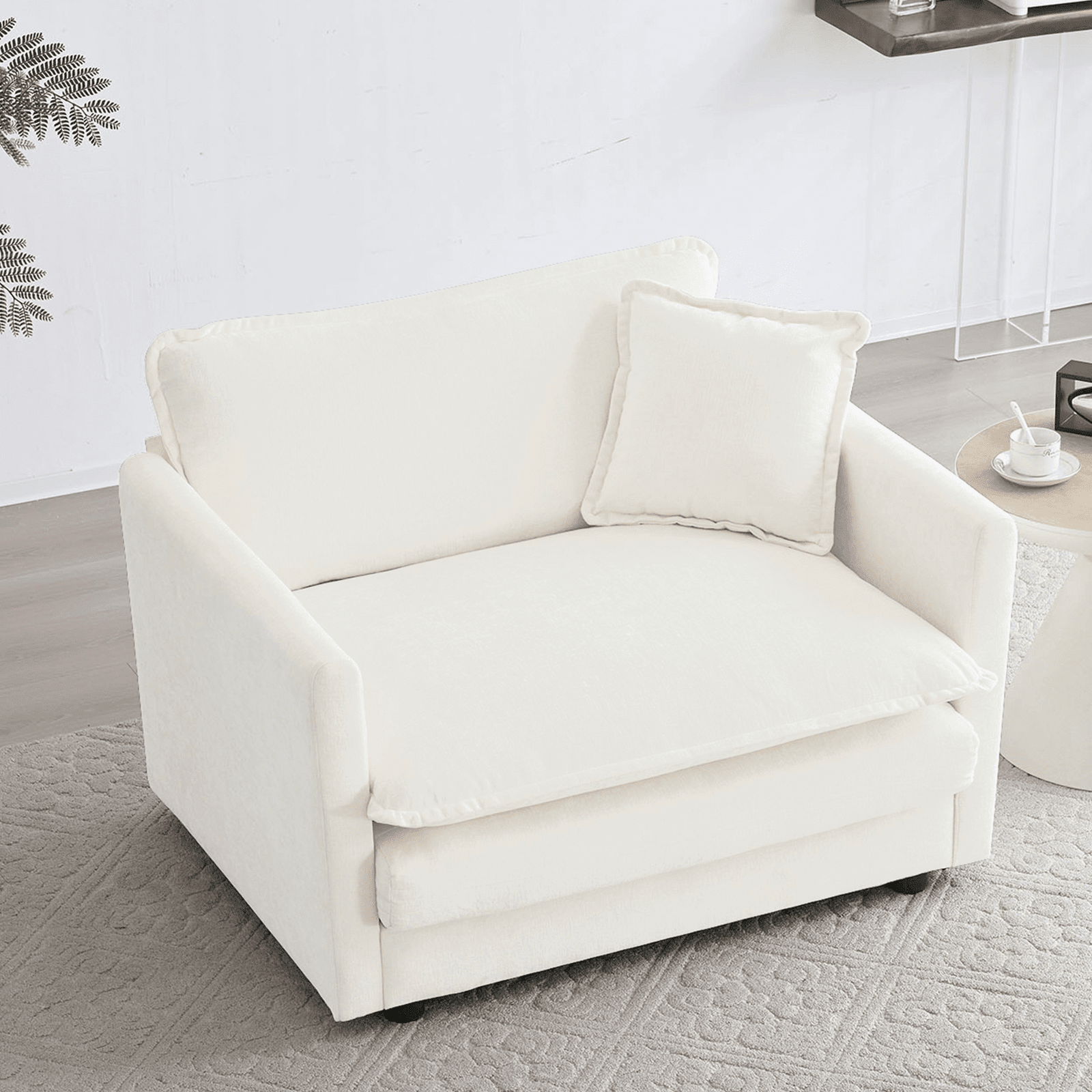 Modern Oversized Armchair,Chenille Deep Seat Accent Chair with Pillow ...