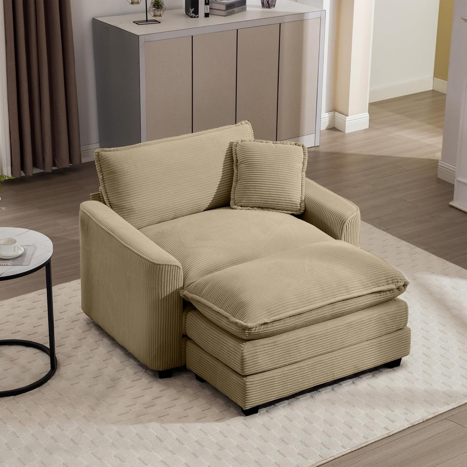 Modern Oversized Chaise Lounge Chair Indoor,Corduroy Large Armchair ...