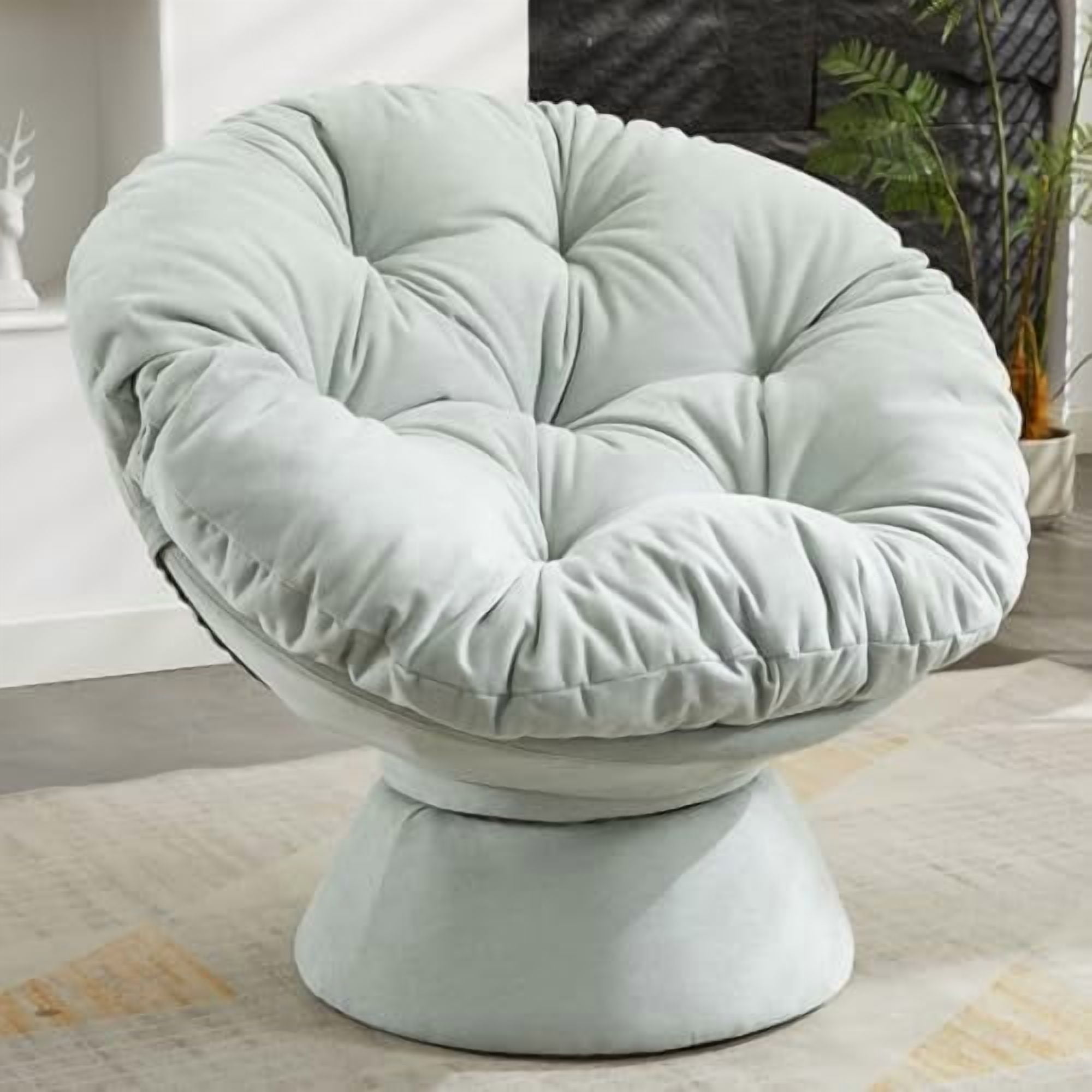 Modern Oversized Chenille Papasan Chair, 360° Swivel Chair with Thick Cushion, Comfortable ...