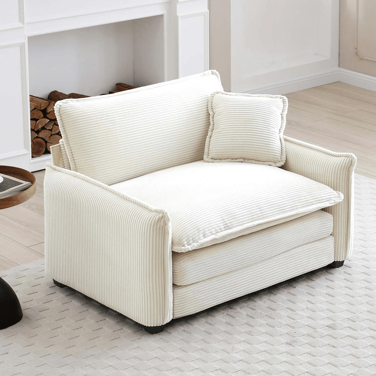 Modern Oversized Corduroy Armchair,Deep Seat Accent Chair with Pillow ...