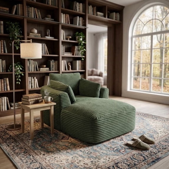 Modern Oversized Corduroy Chaise Lounge Chair, Corduroy Upholstered ...