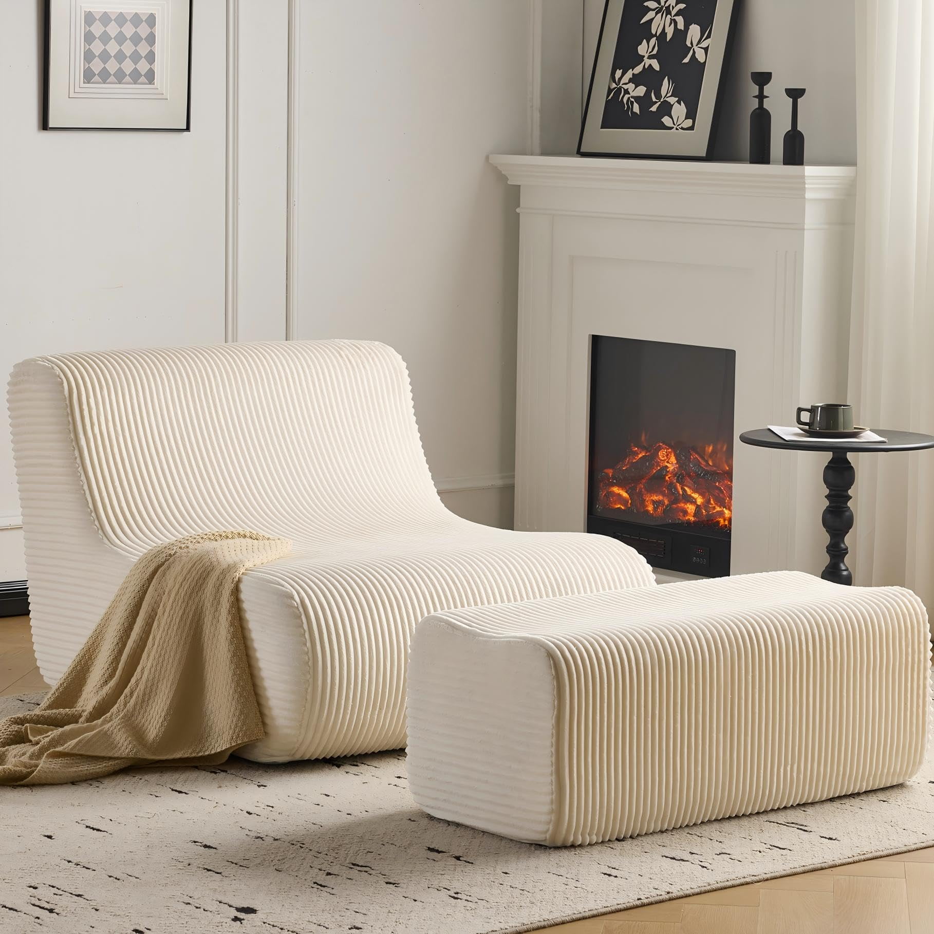 Modern Oversized Lounge Chair with Ottoman, Comfy Single Lazy Sofa ...