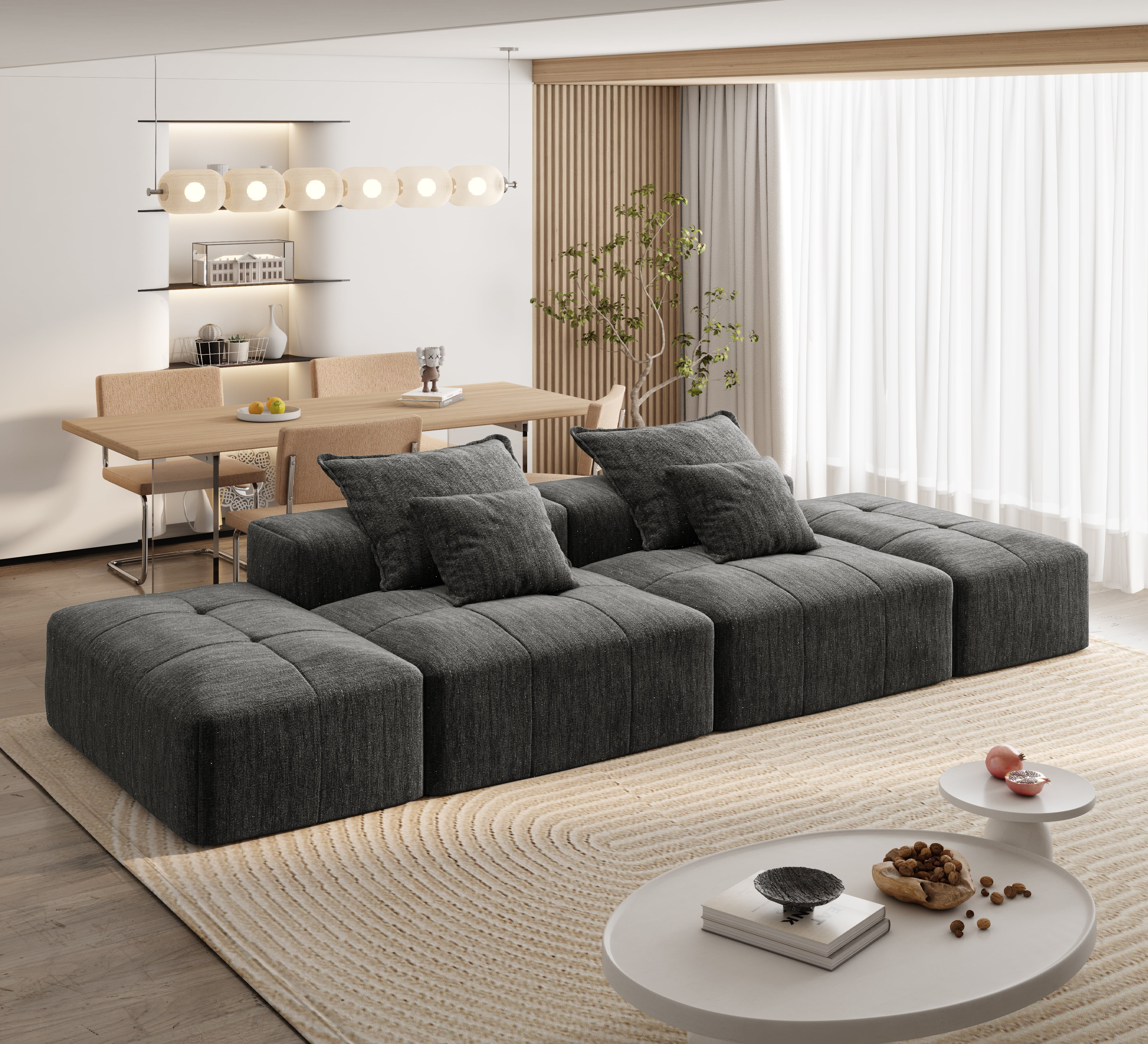 Modern Oversized Modular Sectional Sofa with 2 Ottoman and 2 seat ...