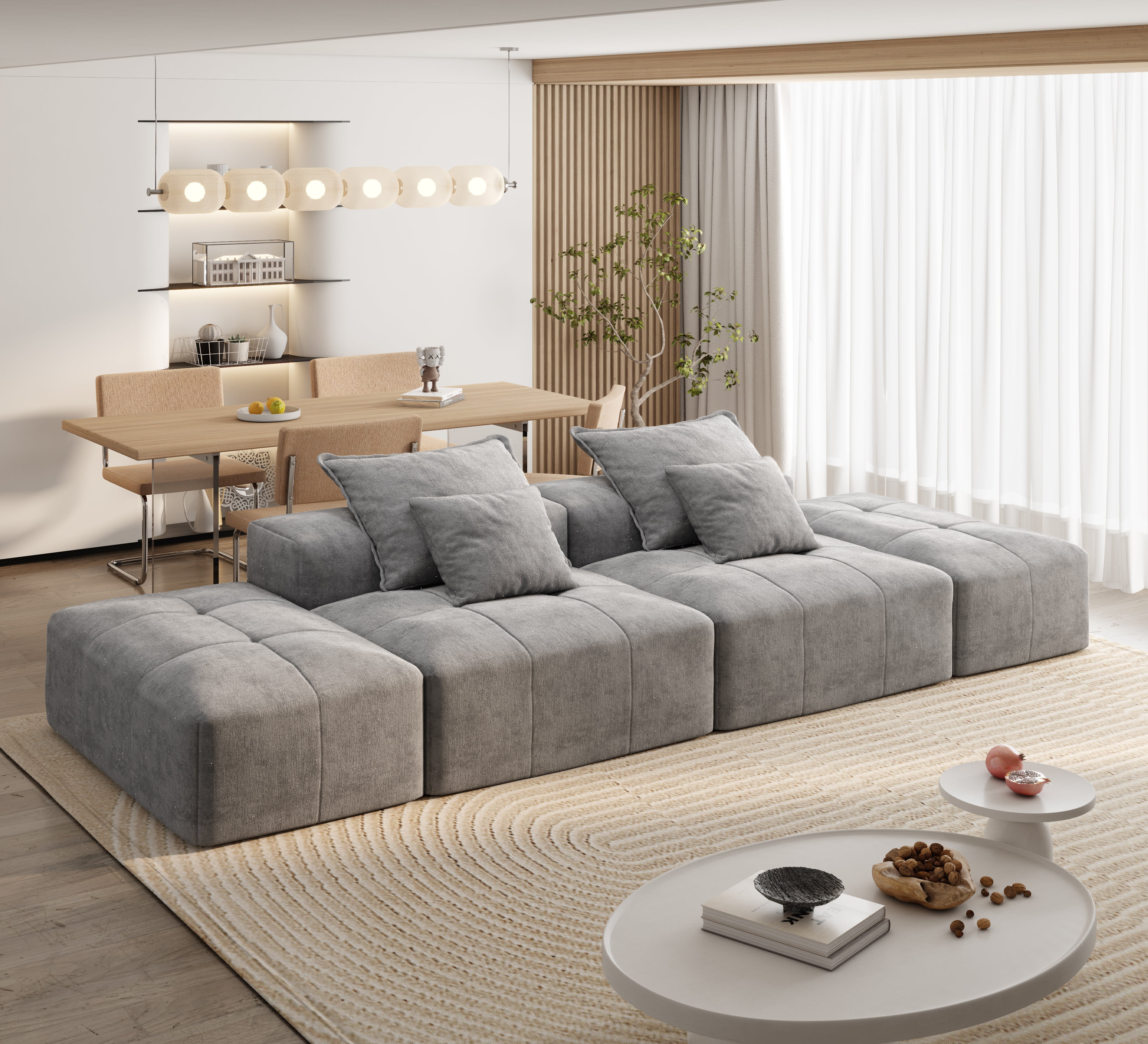 Modern Oversized Modular Sectional Sofa with 2 Ottoman and 2 Seat ...