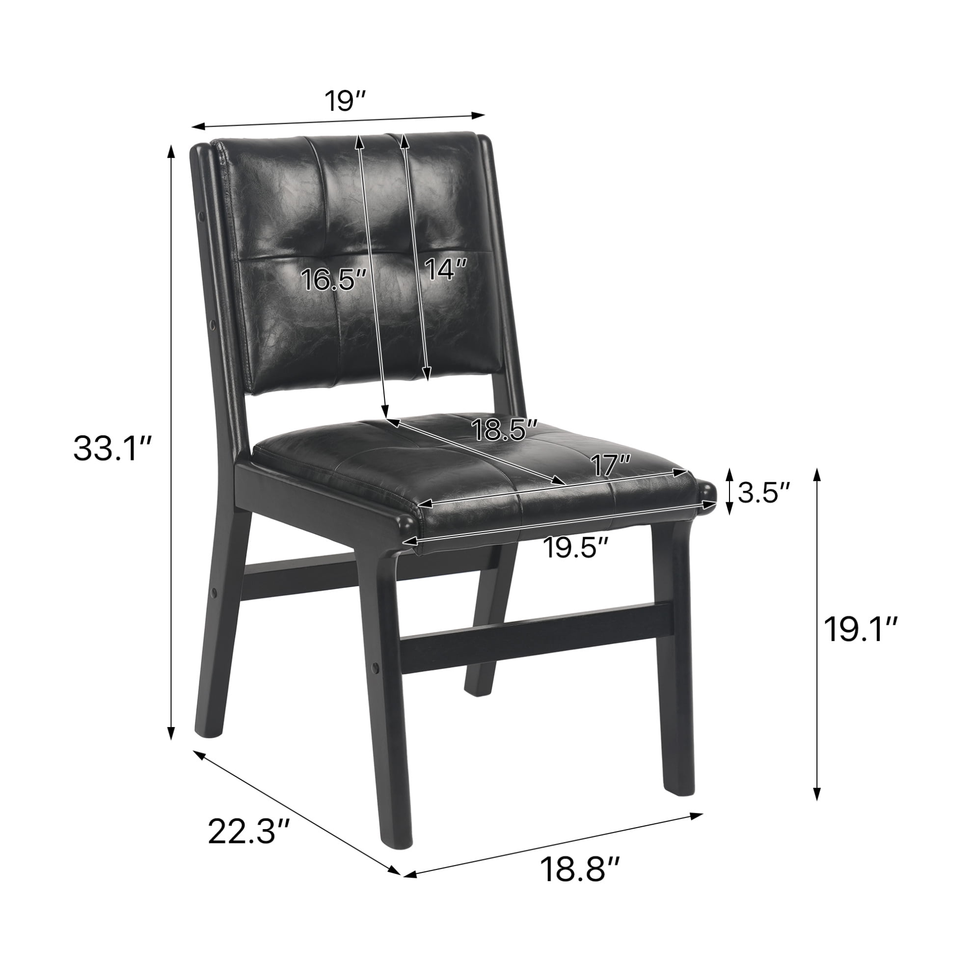 Modern PU Dining Chairs Set of 2, Ergonomic Armless Kitchen Chairs with ...