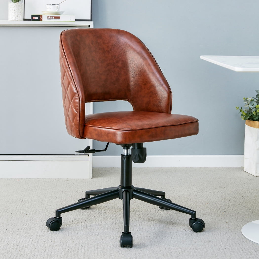 Modern PU Home Office Swivel Chair with Wheels, Comfy Adjustable Lift ...