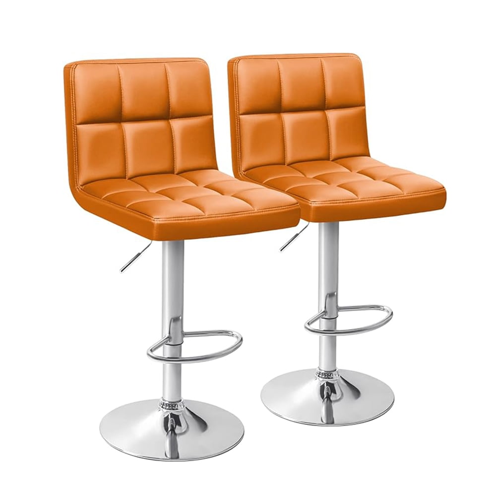 Modern PU Leather Adjustable Swivel Barstools, Armless Hydraulic Counter Bar Kitchen Stool Extra ...