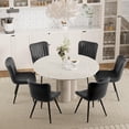 Modern Dining Chair Set of 6, PU Leather Upholstered Comfy Kitchen ...