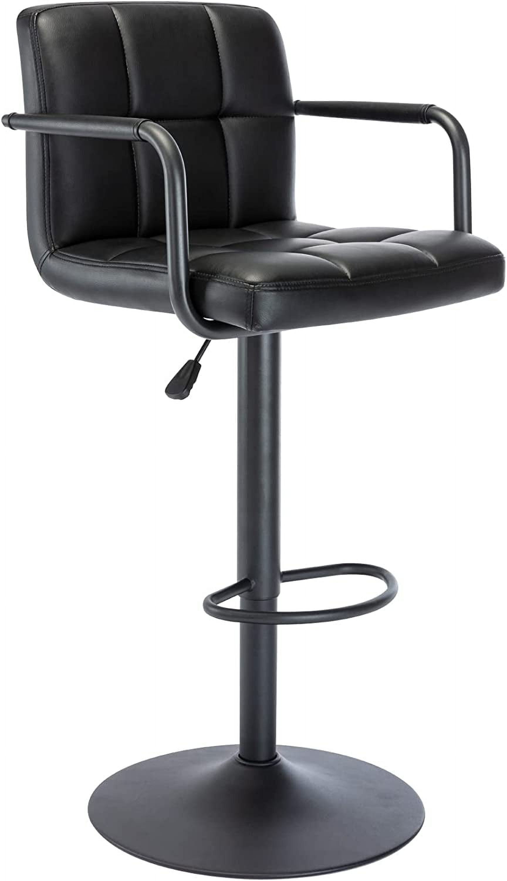 Modern PU Leather Square Bar Stool, Adjustable Swivel Barstool with ...