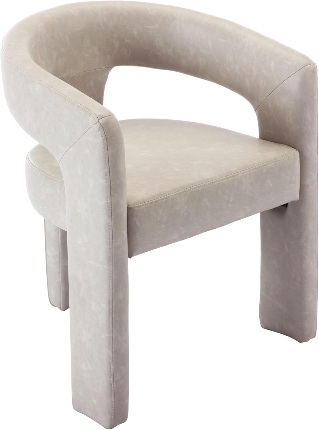 Modern PU Leather Upholstered Dining Chairs with Open-Back, Cute Barrel ...