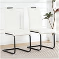 Modern PU Upholstered Dining Chairs, Set of 2 with Black Metal Legs for ...