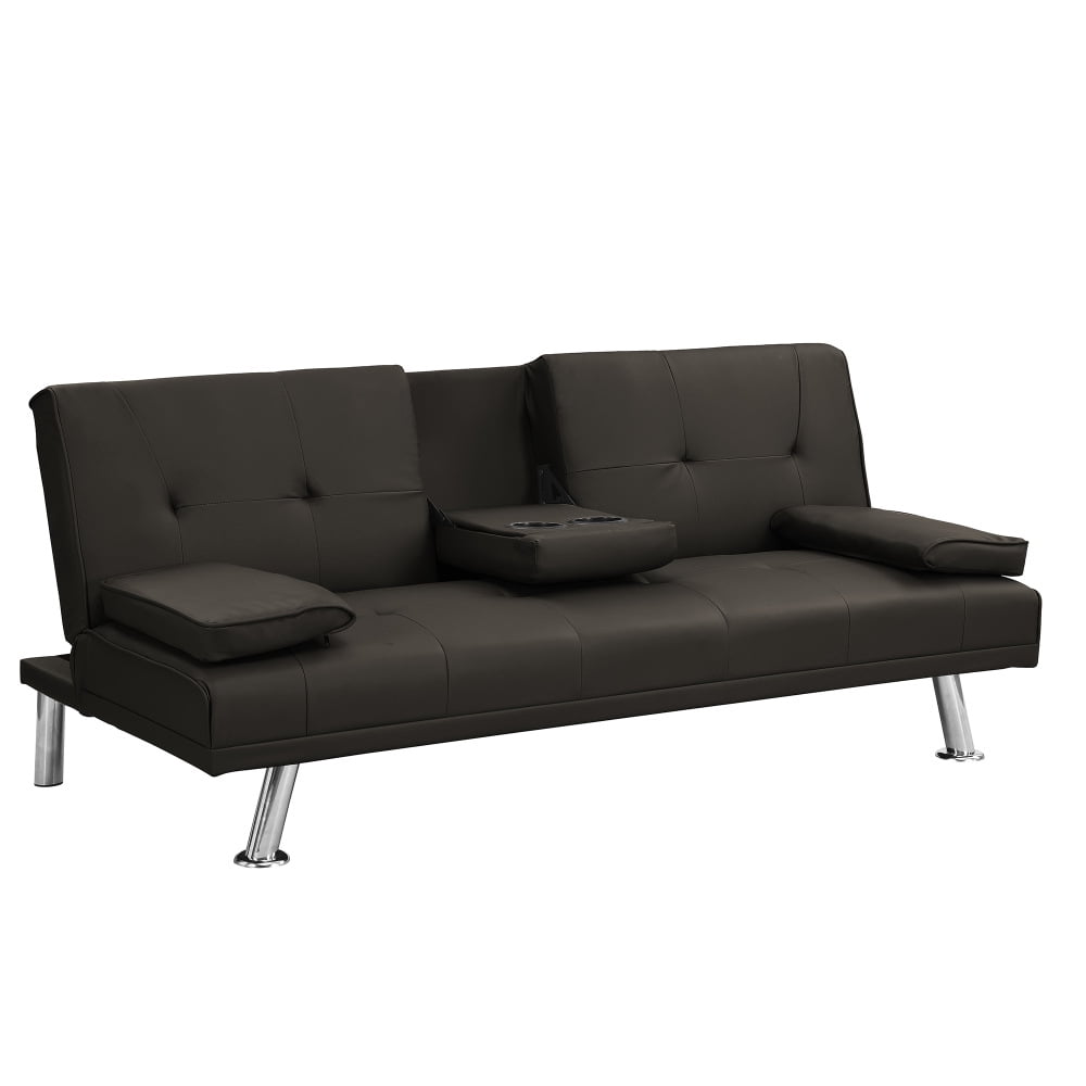 Modern PVC Material Futon Sofa Bed, Convertible Folding Sofa Bed with ...