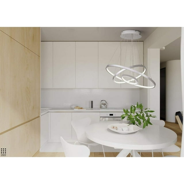Modern Painted White 3 Rings LED Pendant Light Fixture Light Source ...
