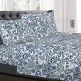 Popular Home Collections Modern Paisley Blue/Green 4-Piece Microfiber ...