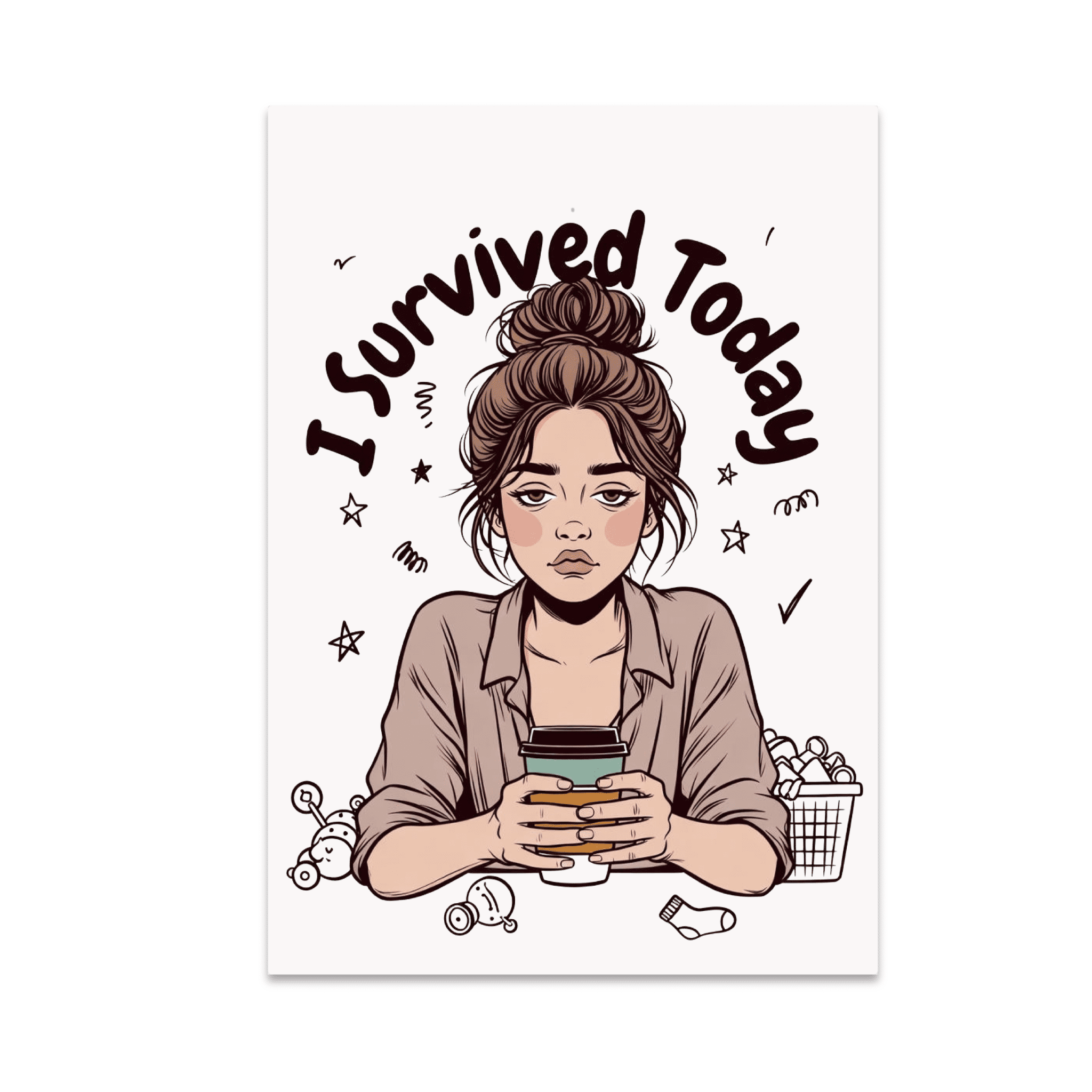 Modern Parenting Humor Poster - Exhausted Mom - 13x19 Poster Print ...