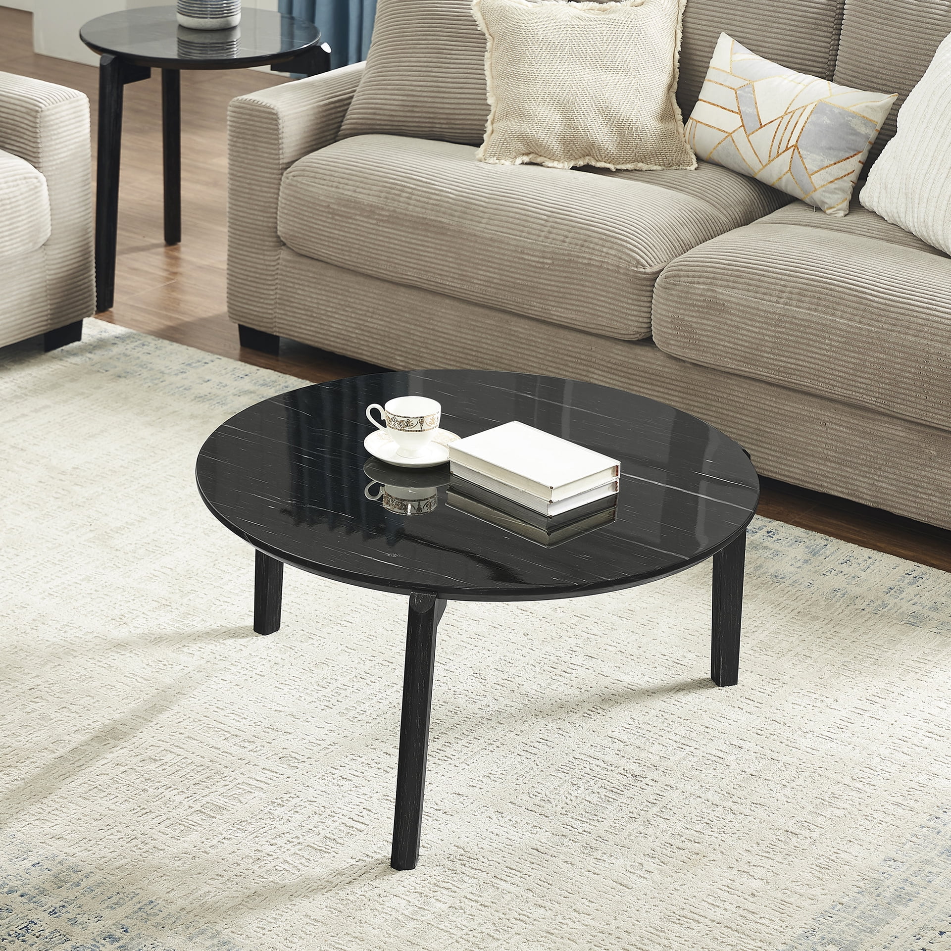 Modern Parlor Coffee Table With Marble And Solid Leg Support Elegant ...