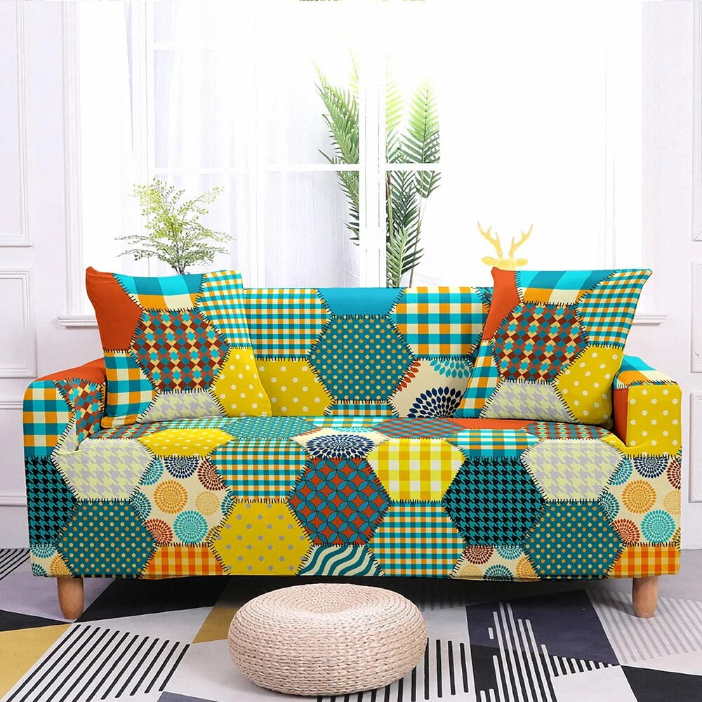 Modern Patchwork Irregular Sofa Cover Fully Packaged Elastic Dustproof ...