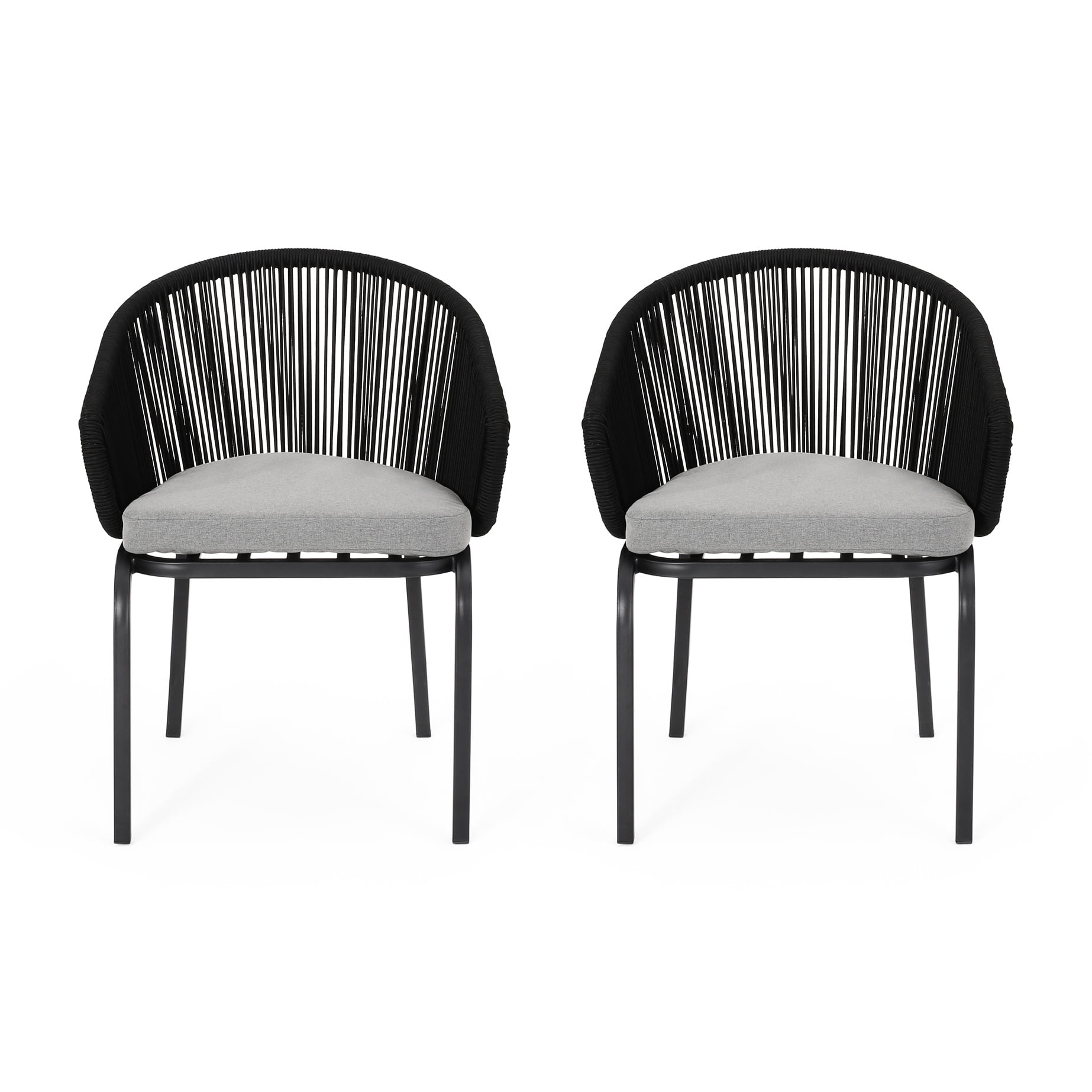 Modern Patio Chair Of Two - Rope Weave, Metal Construction, Water ...
