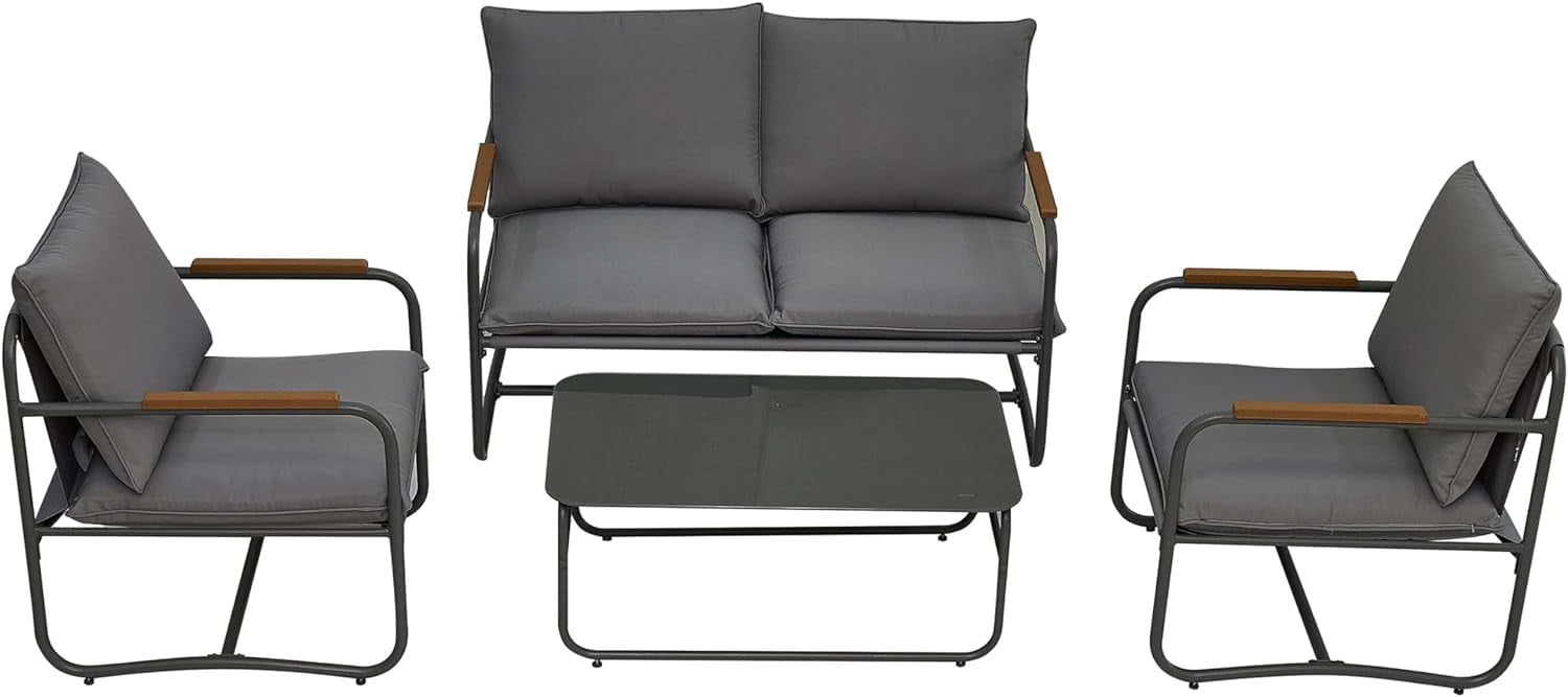 Modern Patio Conversation Set, 4pc Outdoor Patio Furniture Sets ...