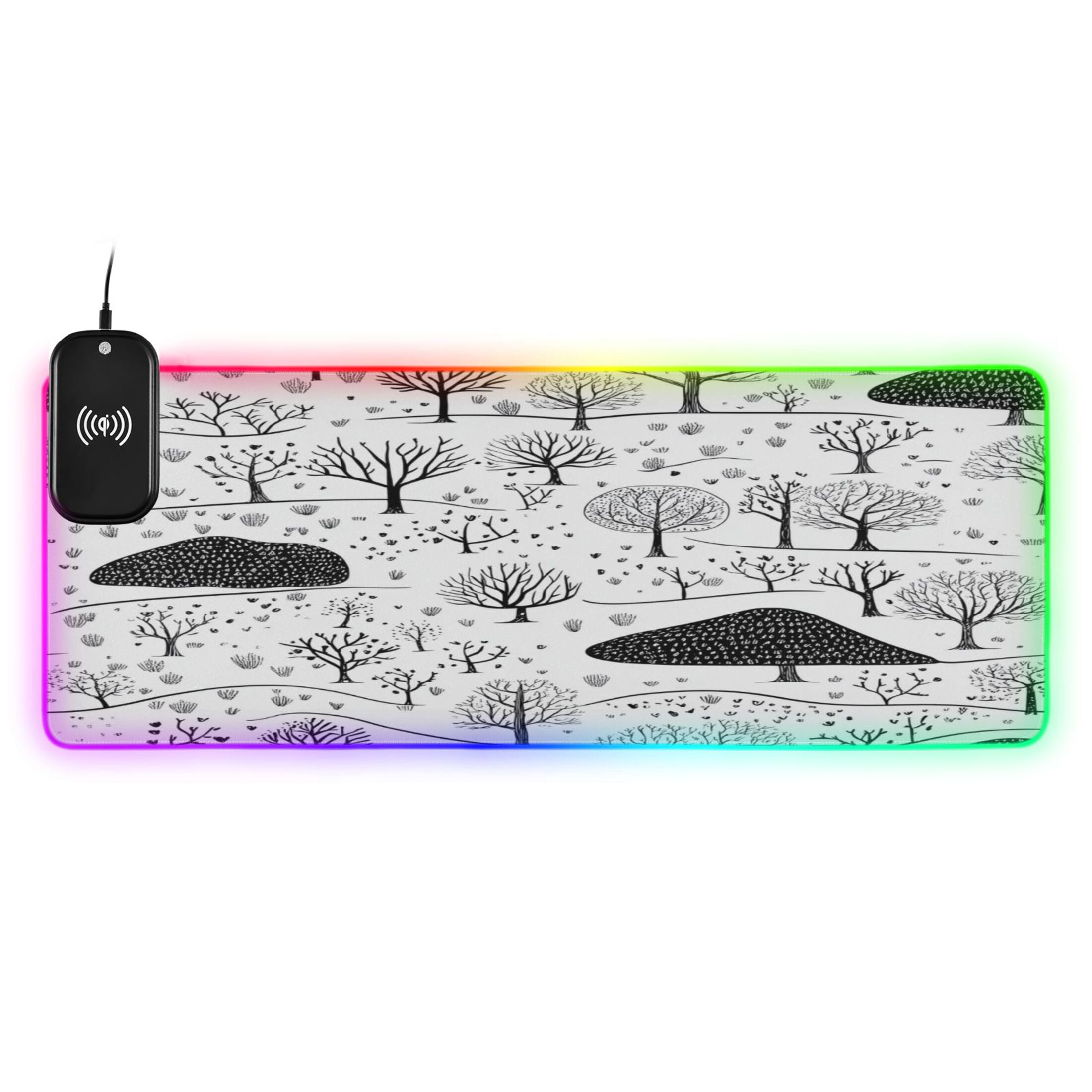 Modern Pattern Design Tree Large RGB Gaming Mouse Pad with Fast ...