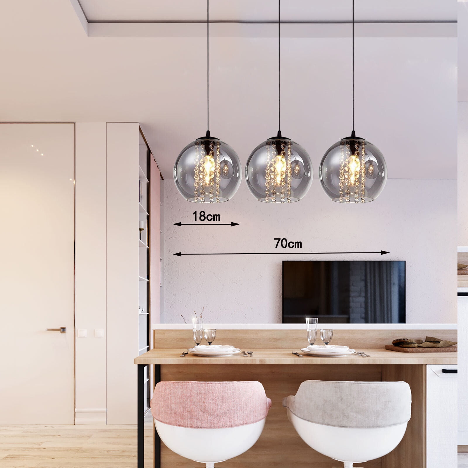 Modern Pendant Light Glass Ball Chandelier Ceiling LED Pendant Lamp ...