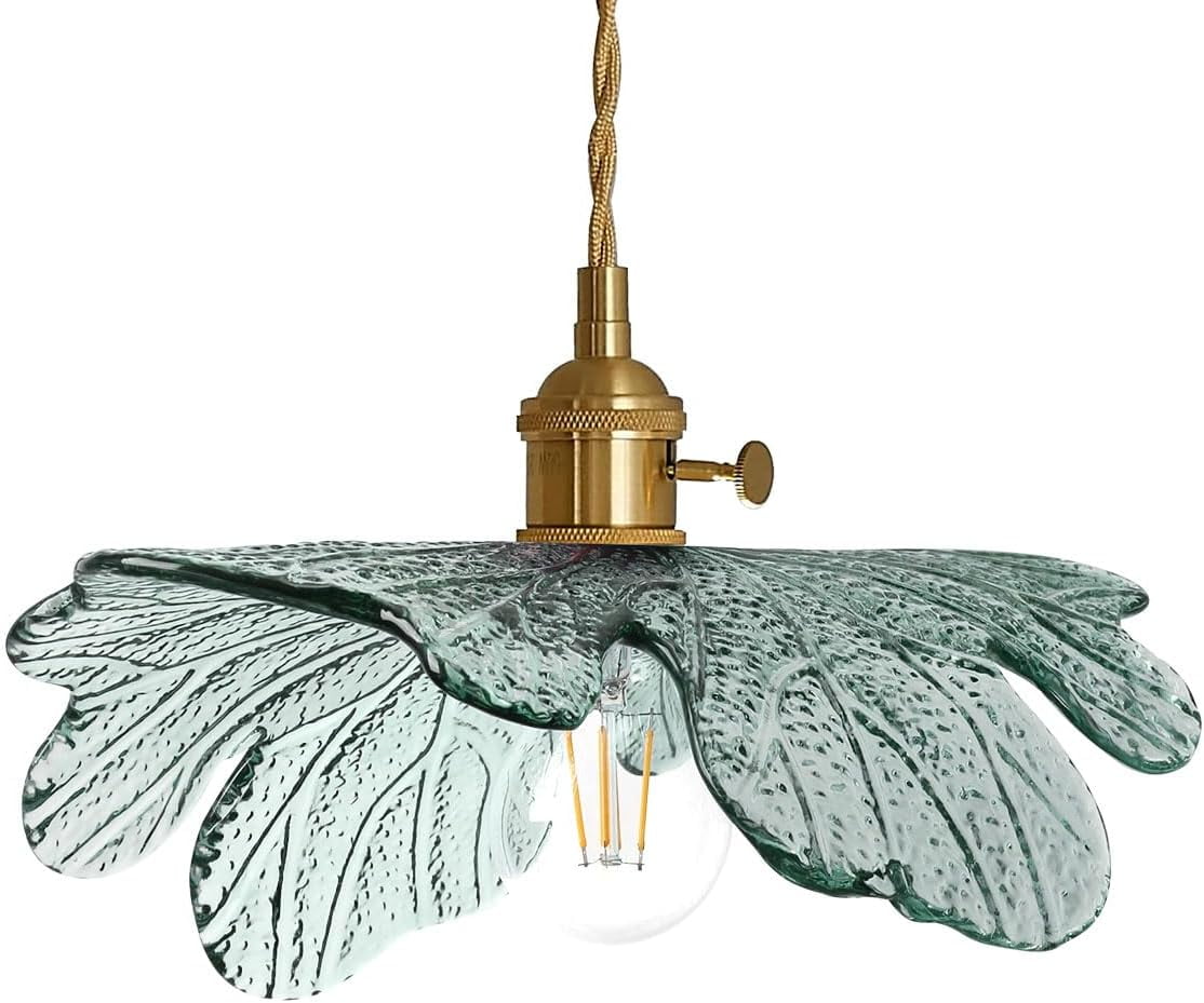 Modern Pendant Light Hand Blown 1-Light Large Glass Pendant Light Brass ...
