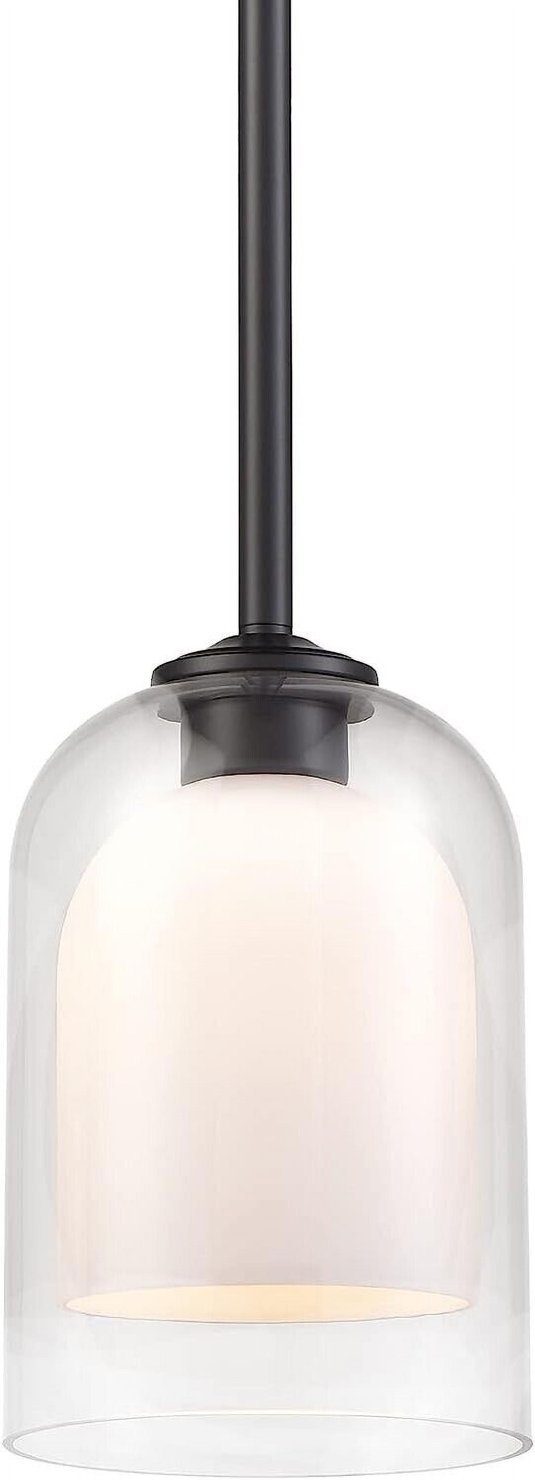 Modern Pendant Lights Double Glass Pendant Light Black Rod Hanging ...