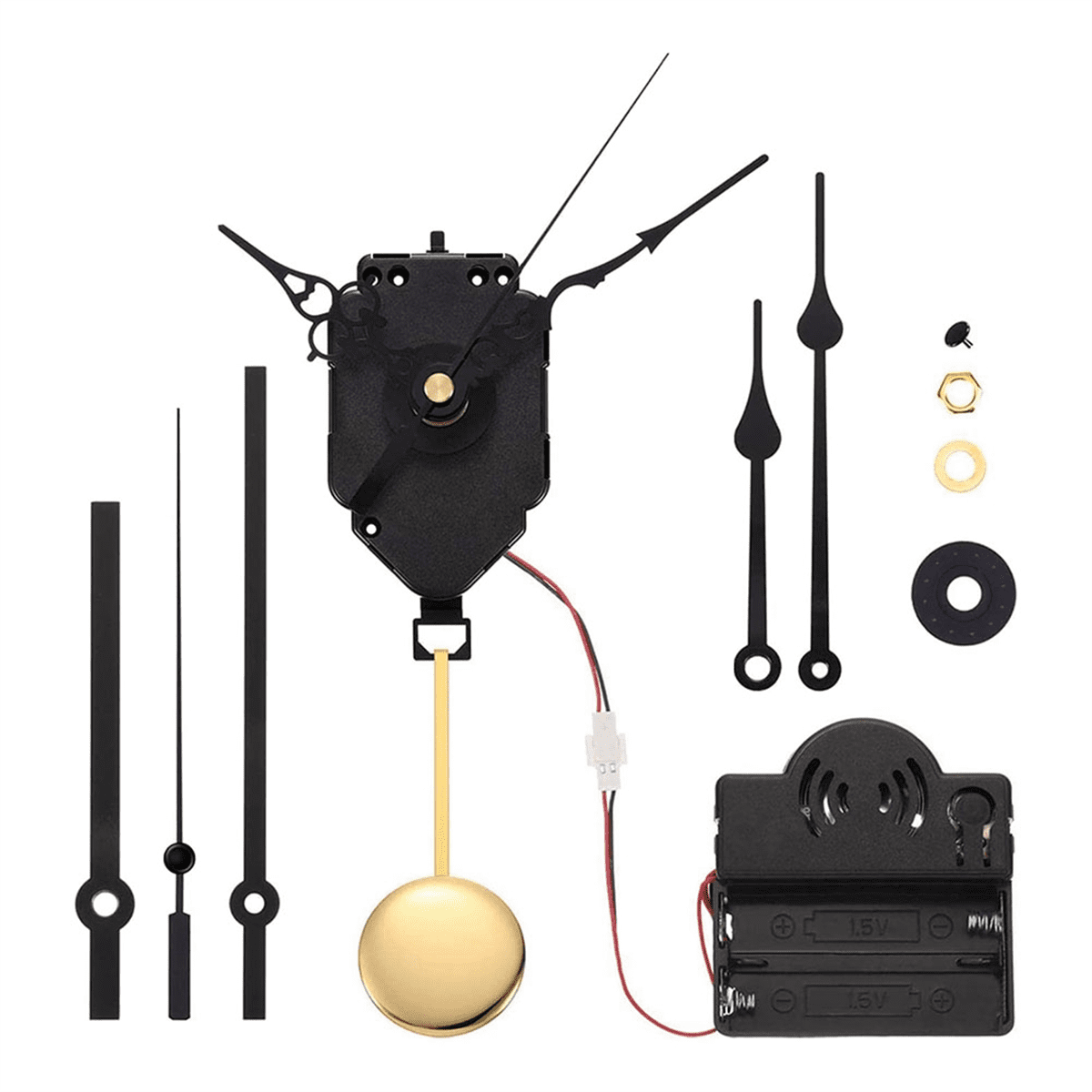 Modern Pendulum Clock Movement Set with Hands and Chime Black Metal ...