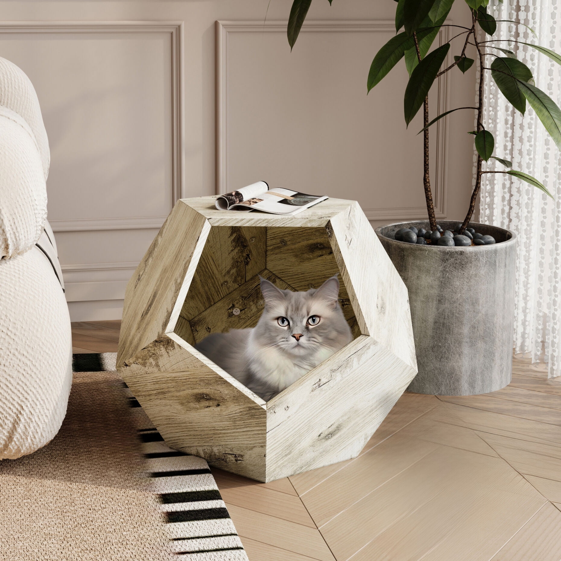 Modern Pet Furniture Cat Carrier Side Table, Multifunctional Sofa End ...