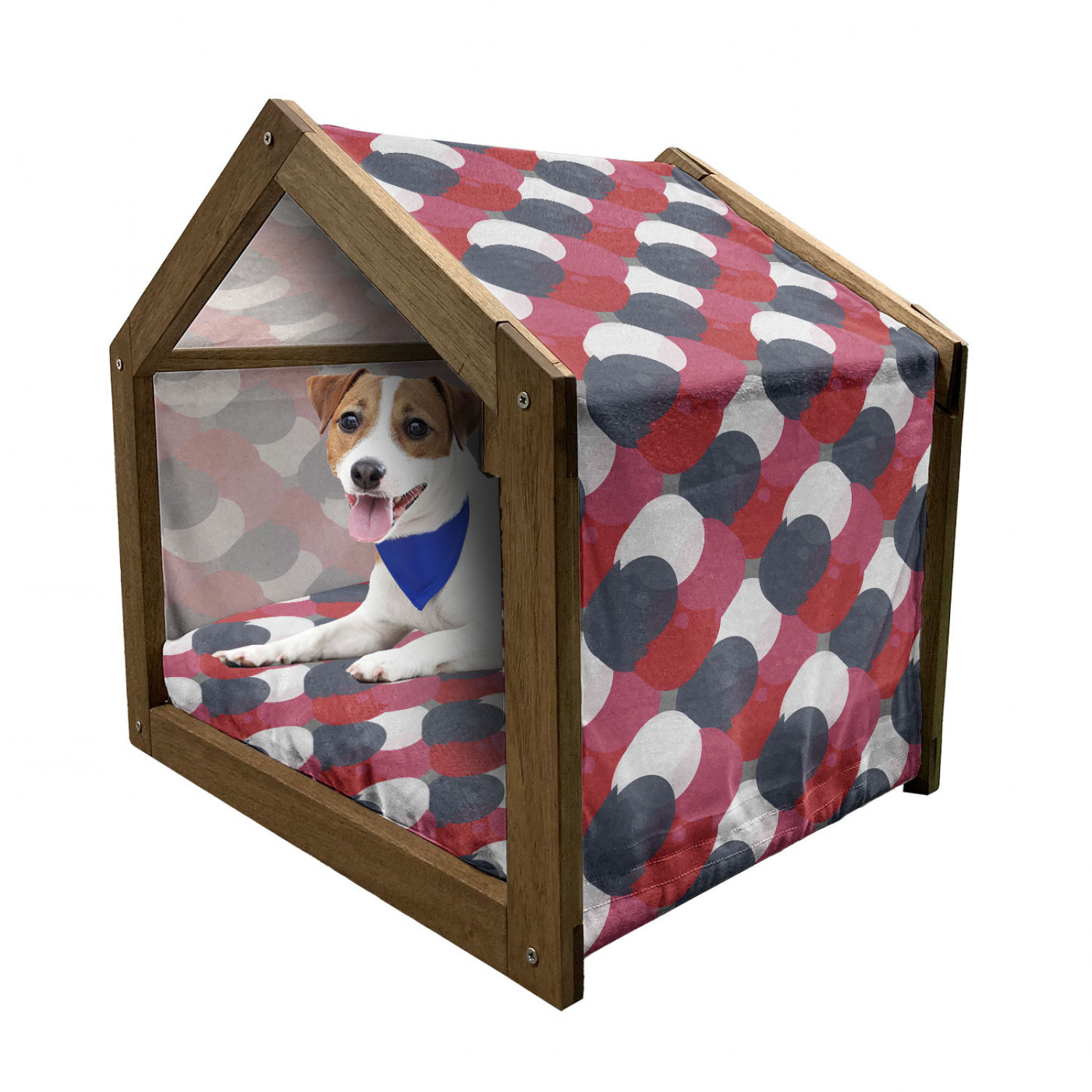 Modern Pet House, Ornate Abstract Circular Shapes Pattern with Pastel ...