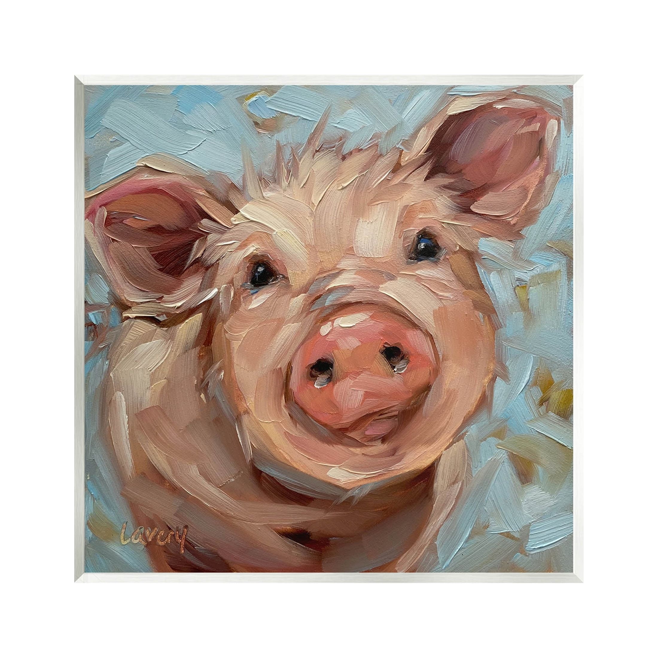 Modern Pig Portrait Farm Animal Animals & Insects Painting Unframed Art ...