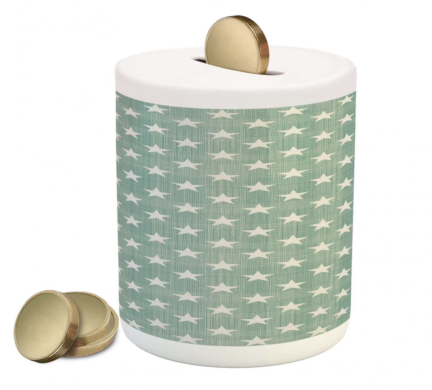 Modern Piggy Bank, Stars Pattern on Plaid Pattern Background in Classic ...
