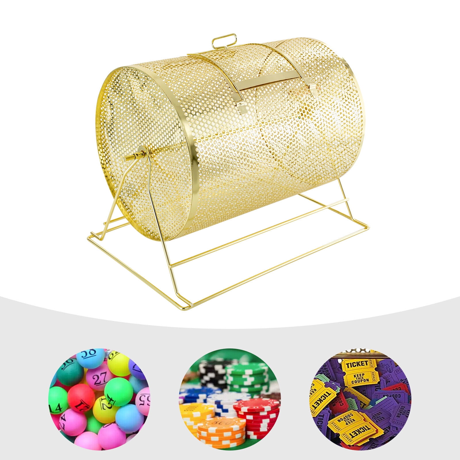 Modern Ping-Pong Balls Raffle Drum with Wooden Turning Spinning Drawing ...